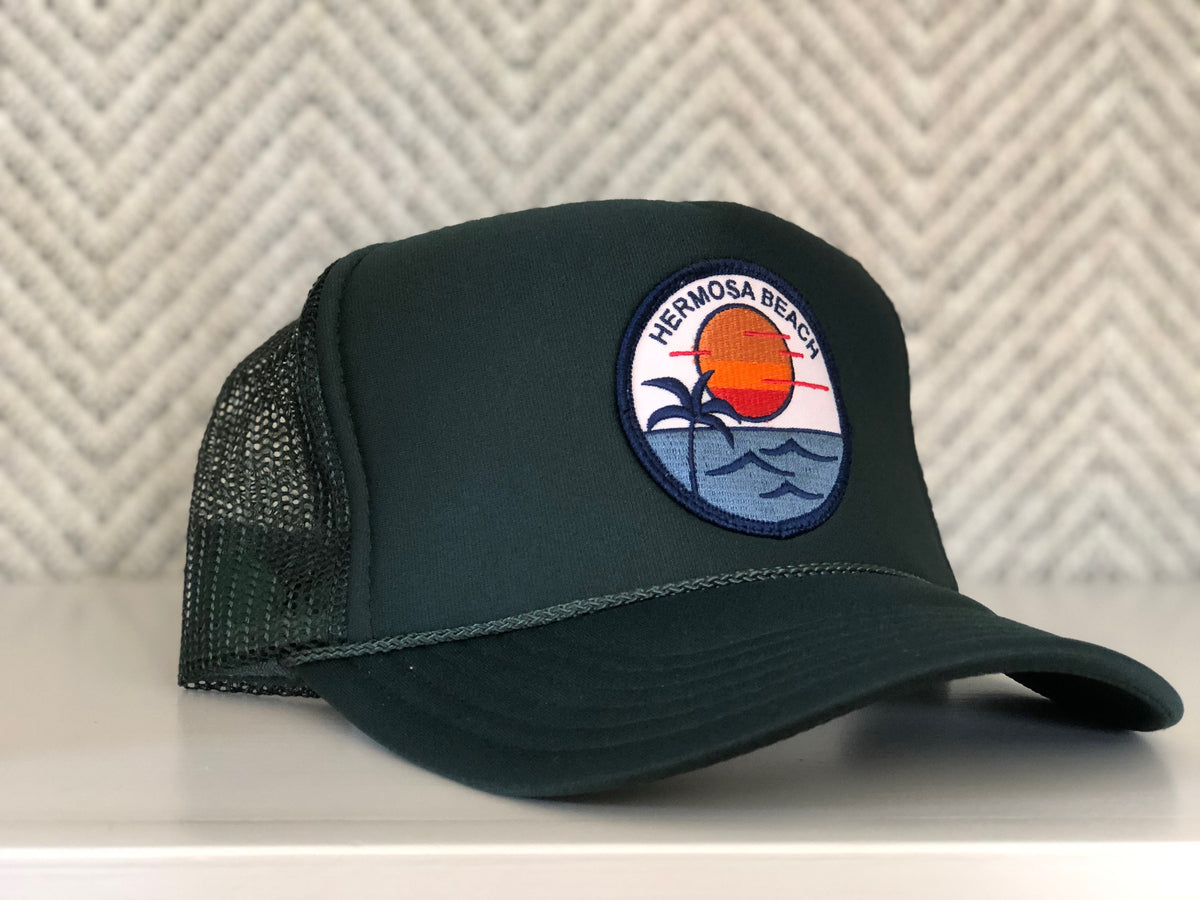 Adult ||| Trucker Hat ||| Hermosa Beach Sunset ||| Local Stripes